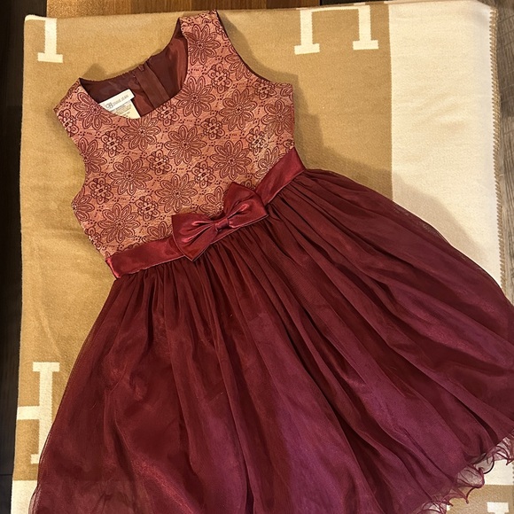 Bonnie Jean | Dresses | Bonnie Jean Kids Dress In Burgundy With Floral ...